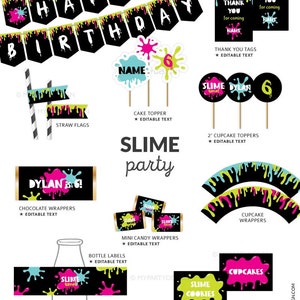 Slime Birthday Printables, Slime Party Decorations Kit, Party Pack ...