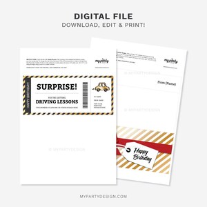 Driving Lessons Gift Voucher Template, Birthday Gift Certificate, Learn ...