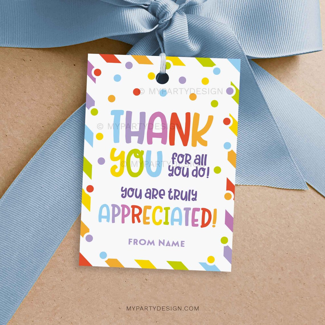 Appreciation Gift Tag, Thank You Label for School Staff, Team or ...