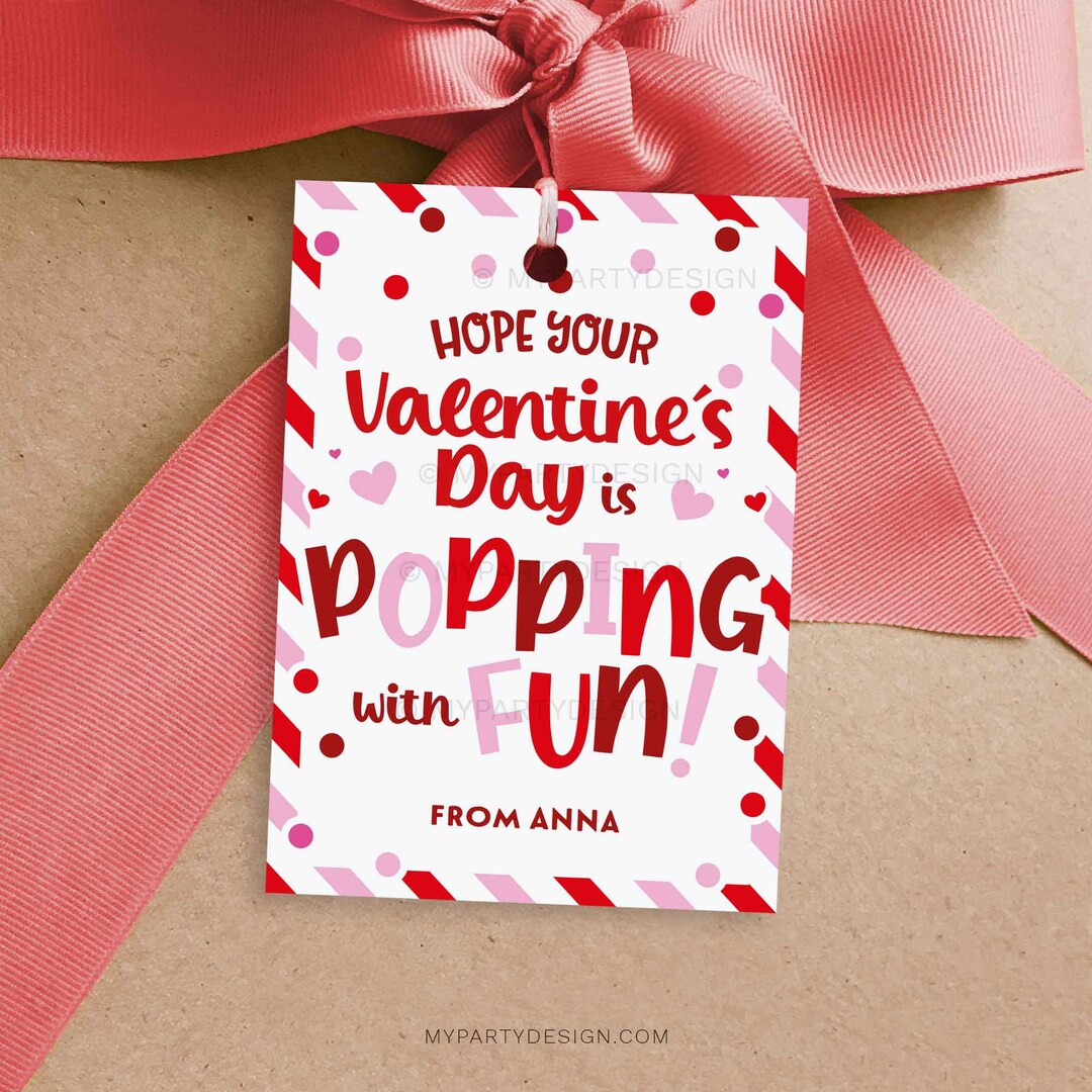 Valentines Popping With Fun Gift Tags, Valentine's Day Labels, Teacher ...