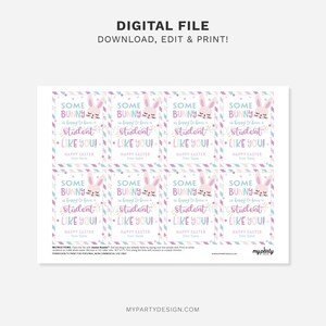 Student Easter Tag, Some Bunny Favor Gift Tags, Class Gift Label From ...