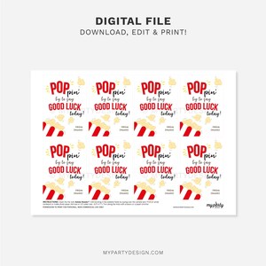 Poppin by Good Luck Tag, Popcorn Encouragement Gift for Cheer, Dance or ...
