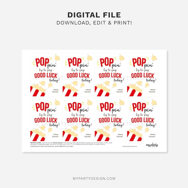 Poppin by Good Luck Tag, Popcorn Encouragement Gift for Cheer, Dance or ...