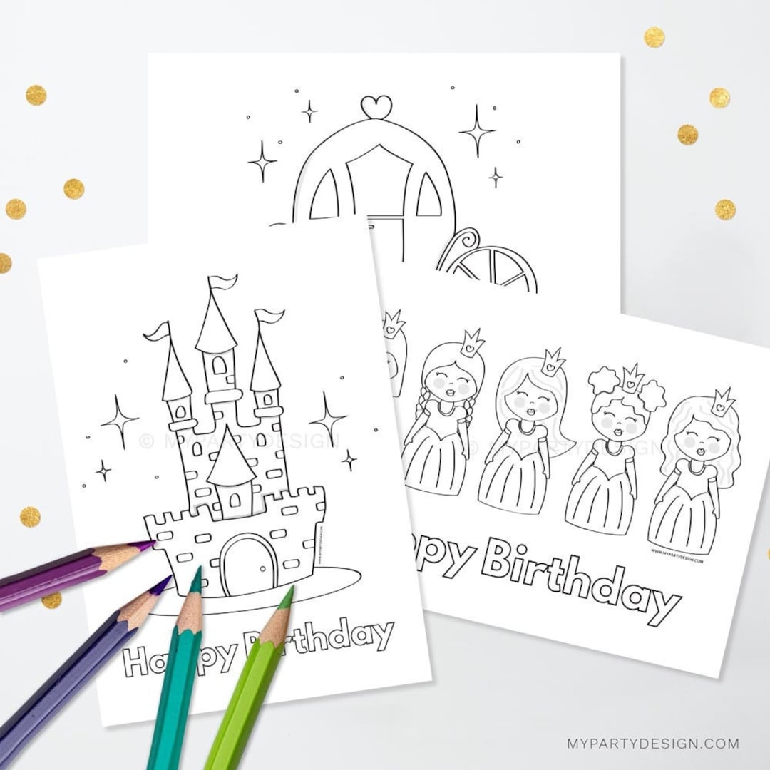 Princess Coloring Page, Princess Party Activity, Whimsical Girl ...