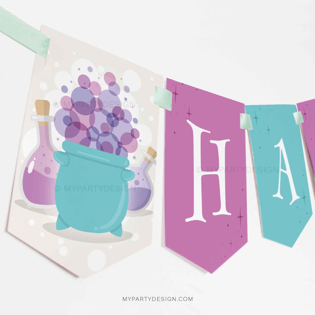 Magic Potion Party Banner, Magical Wizard Decorations, Enchanted Witch ...