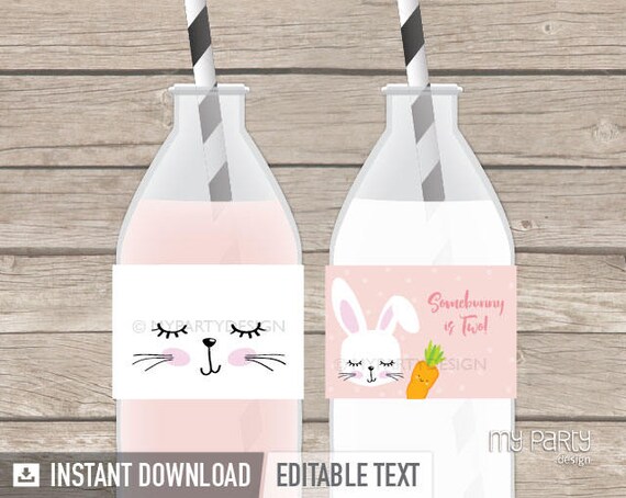 Bunny Bottle Labels, Little Bunny Birthday Decorations, Easter Bunny ...