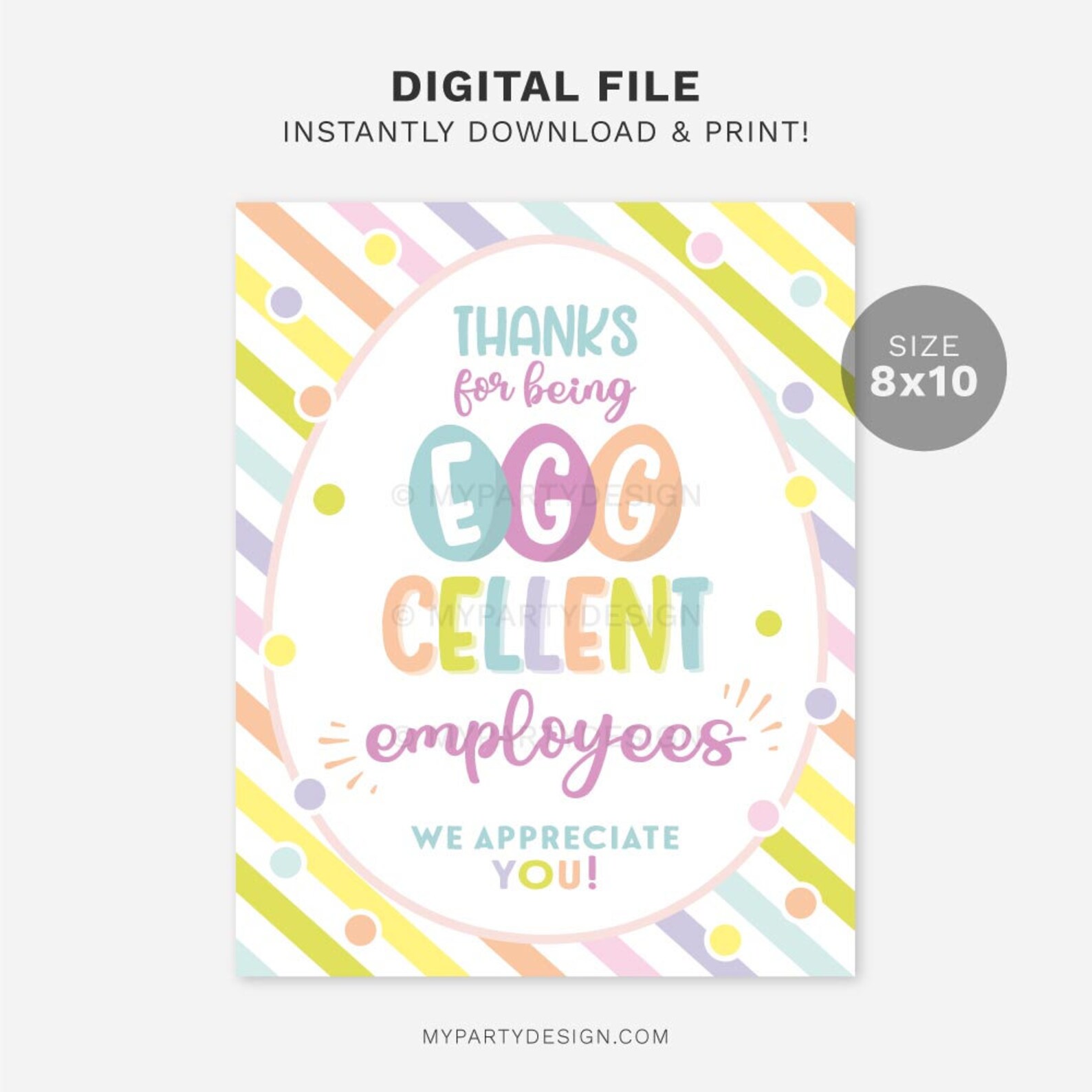 Eggcellent Employees Easter Appreciation Sign, Thanks for Being Egg ...