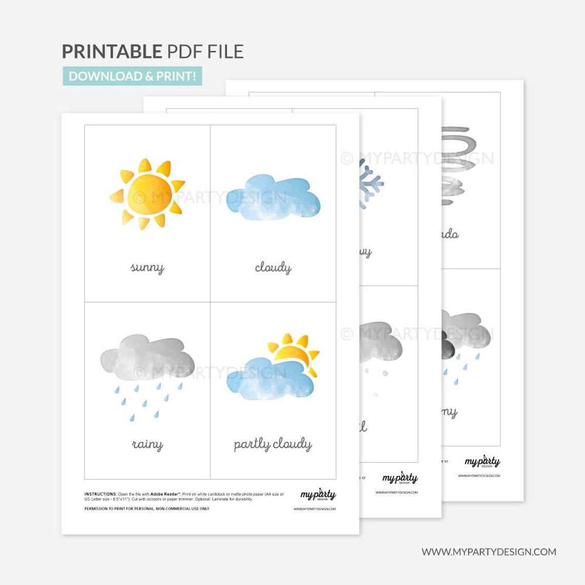 Printable Weather Learning Bundle Learn the Weather - Etsy