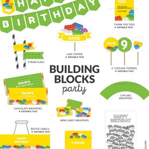 Building Blocks Party Decorations, Building Bricks Birthday Party Pack ...