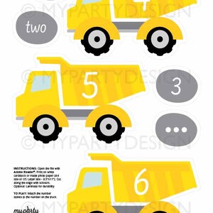 Printable Counting Game, Truck Learn to Count Activity for Toddlers and ...