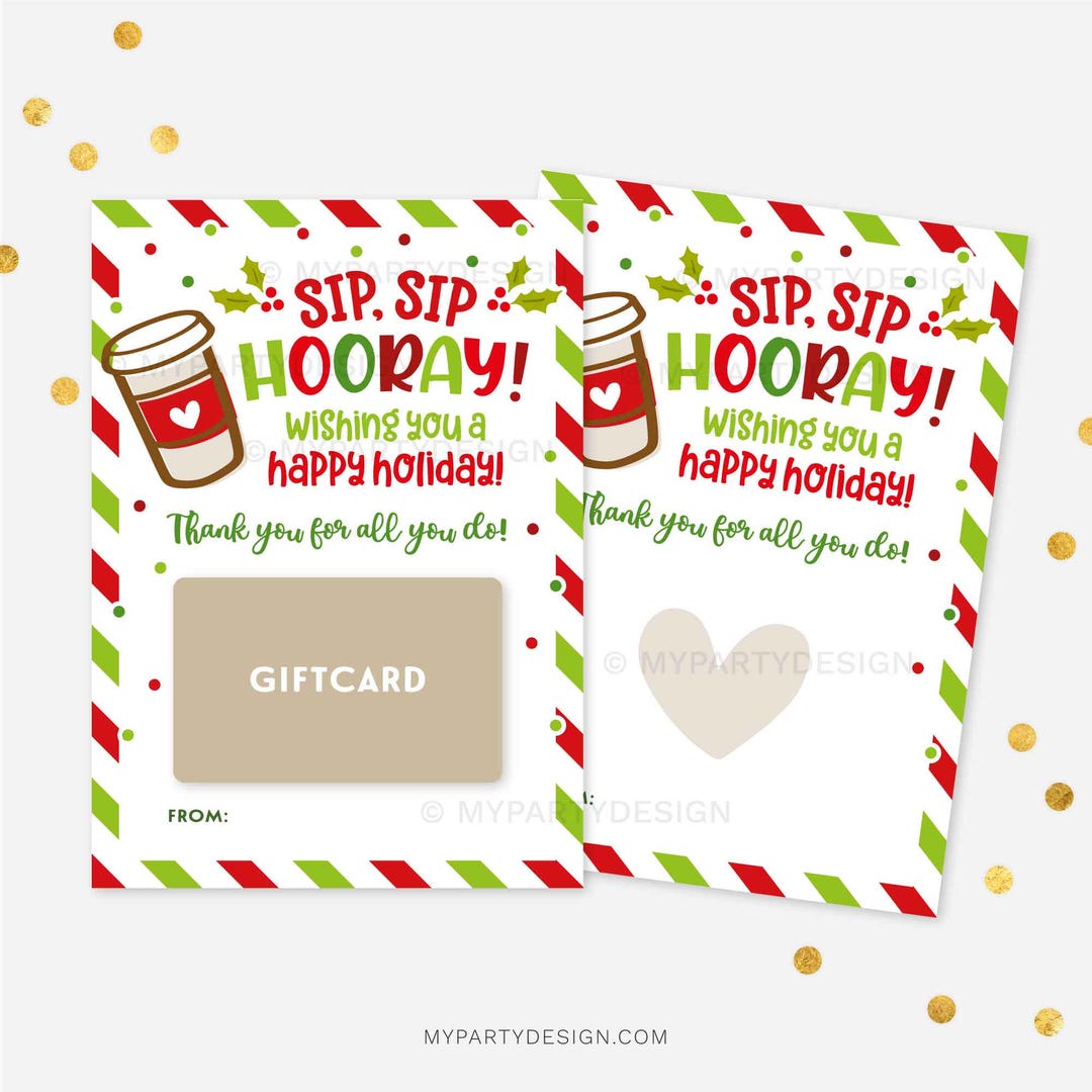 Christmas Sip Hooray Coffee Gift Card Holder, Latte Appreciation Gift ...