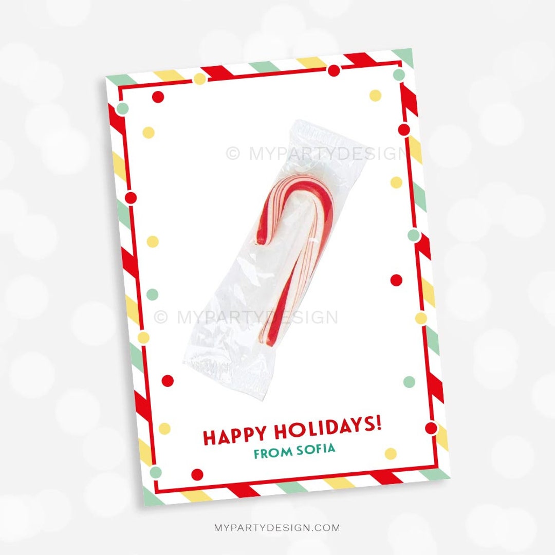 Christmas Class Gift Tag, Candy Cane Gift Label, Holiday Gift From ...