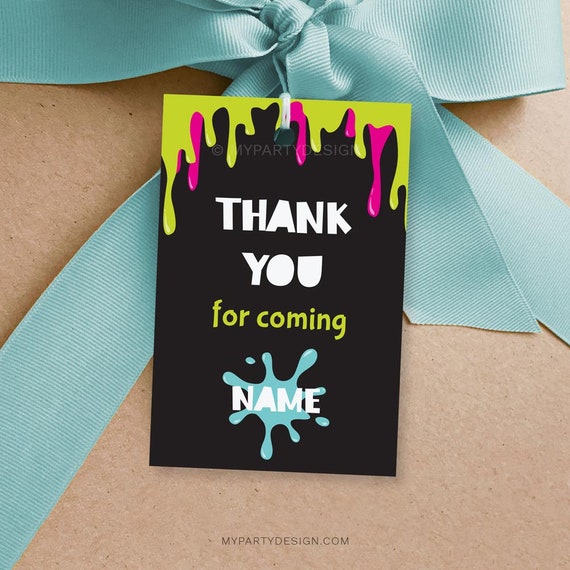 Slime Party Favors Thank You Tags Tween Birthday | Etsy
