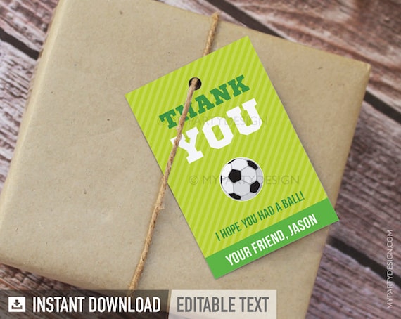 Soccer Favor Tags, Thank you Labels, Soccer Party Decorations, Sports ...