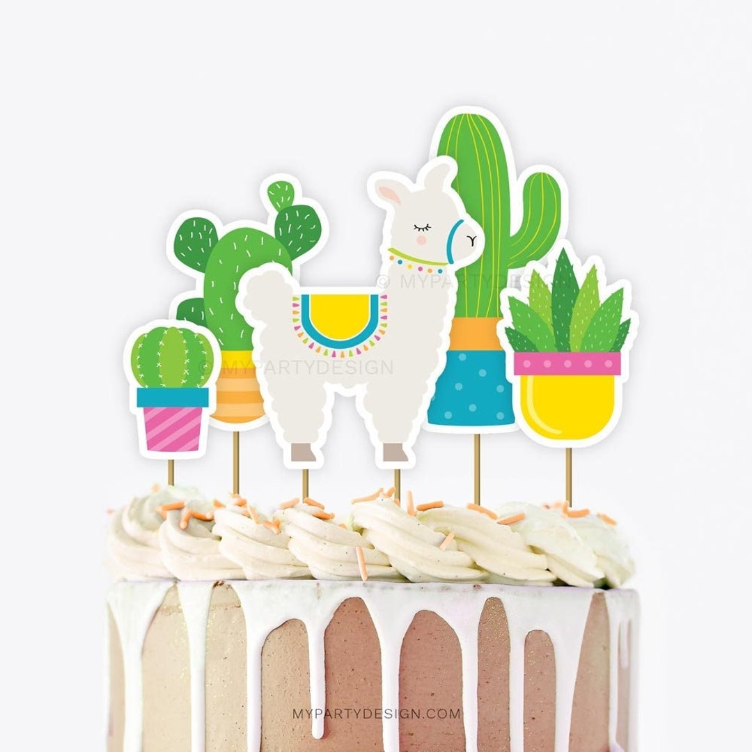 Llama Cake Topper, Alpaca and Cactus Cake Toppers, Llama Party ...