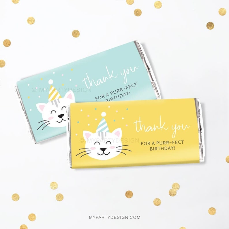 Kitty Cat Chocolate Wrappers Party Favors Kitten Adoption - Etsy