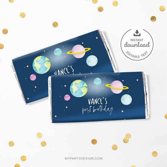 First Trip around the Sun Birthday Chocolate Wrappers, Outer Space ...