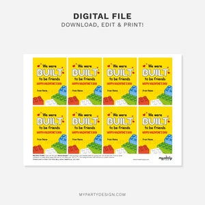 Building Blocks Valentine's Day Tag, Kids Valentine Cards for Class ...