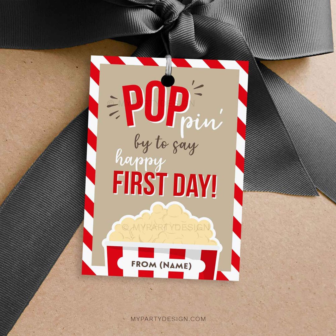 Popcorn First Day to School Tag, Poppin by to Say Happy 1st Day, Back ...