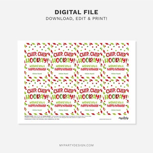 Christmas Chip Chip Hooray Gift Tag, Winter Break Holiday Labels for ...