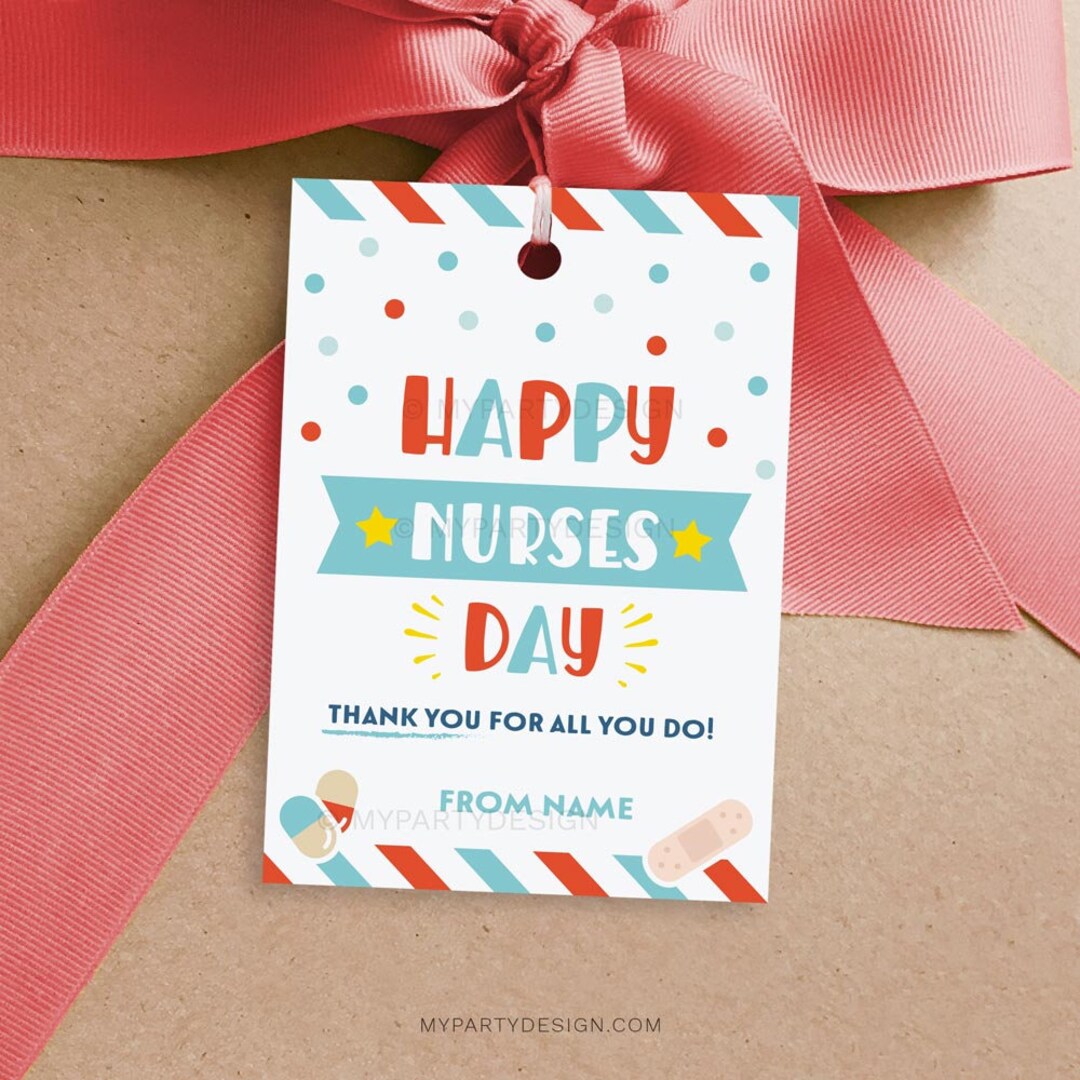 Happy Nurses Day Tag, Thank You Label for Registered Nurse and Medical ...