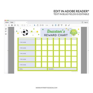 Soccer Chore Chart for Kids, Sports Reward Chart, Editable Sticker ...
