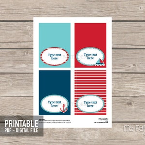 Nautical Food Labels, Nautical Birthday Party Tent Cards, Boat Party ...