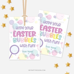 Easter Bubbles With Fun Tag, Bubbles Easter Label for Kids School ...