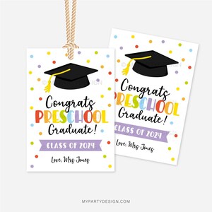Congrats Preschool Graduate Gift Tag, End of School Year Graduation ...