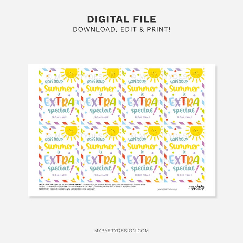 Summer Extra Special Gift Tag, End of School Year Gift Label for Class ...
