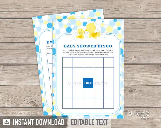 Baby Shower Bingo Rubber Duck Baby Shower Game Rubber Ducky | Etsy