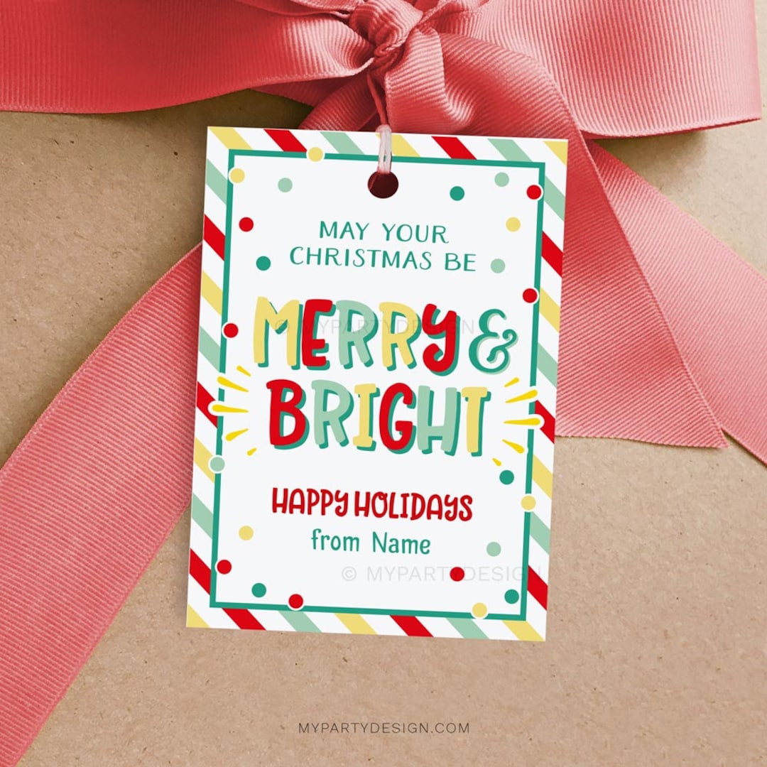 Merry and Bright Christmas Gift Tags, Christmas Labels, Pta Pto Teacher ...