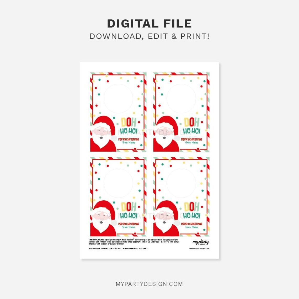 Christmas Playdough Gift Card, Class Gift Tag, Santa Gift Label From ...