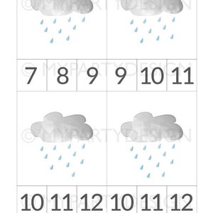 Weather Counting Cards, Rain Drop Clip Cards, Learn the Numbers ...