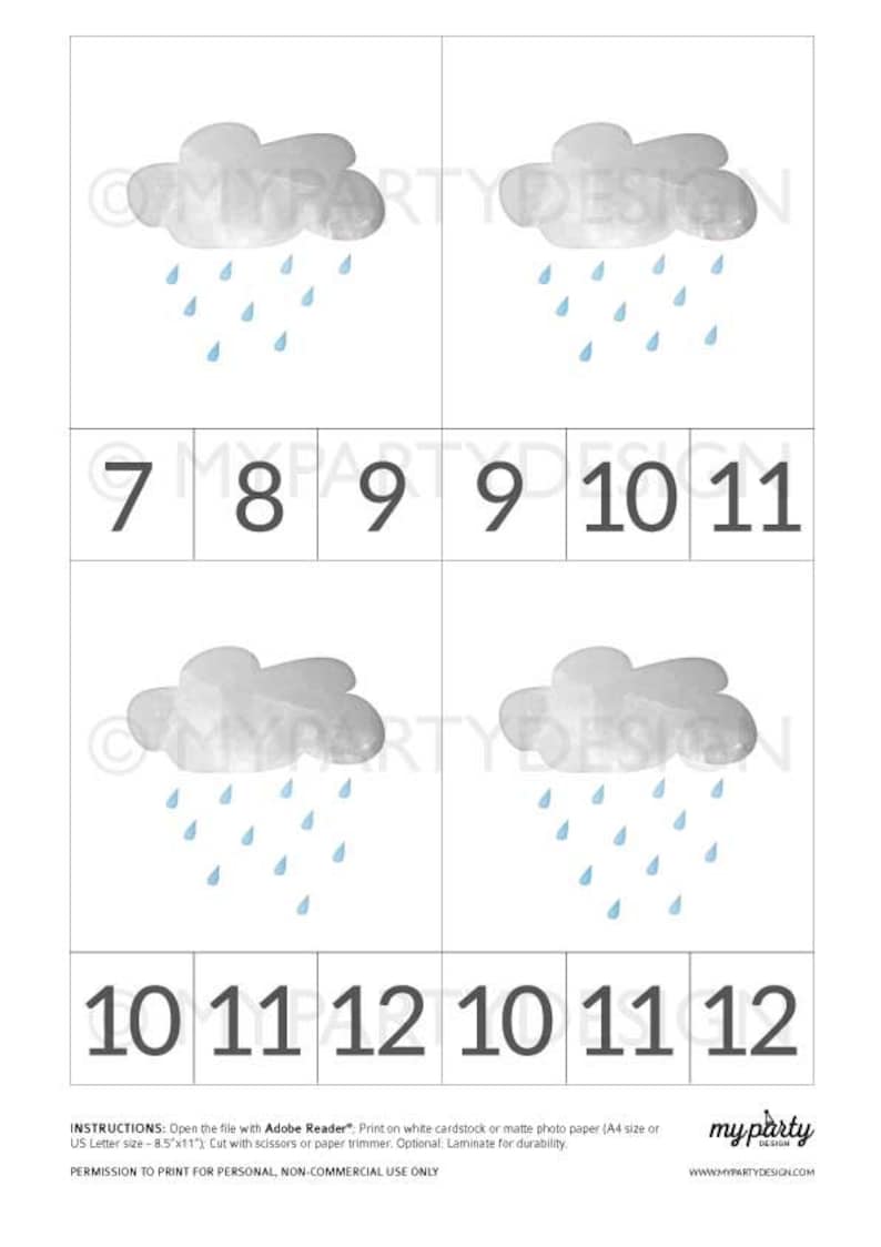Weather Counting Cards, Rain Drop Clip Cards, Learn the Numbers ...