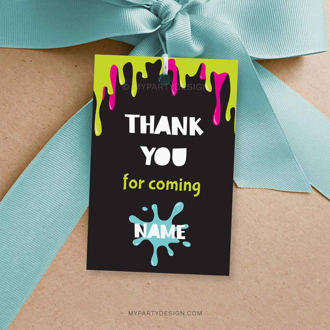 Slime Party Favors, Thank You Tags, Tween Birthday Decorations, Favor ...