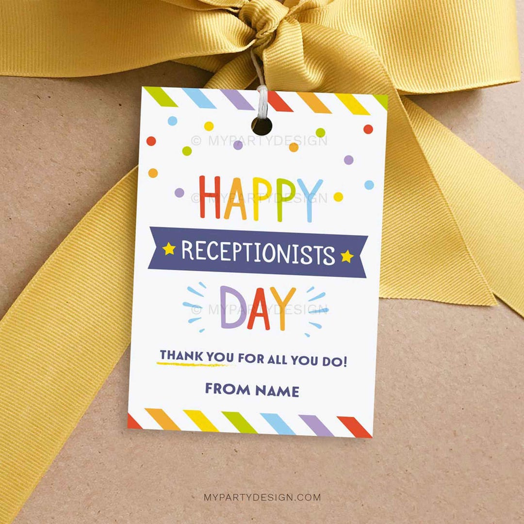 Happy Receptionists Day Tag, Thank You Label for Office Receptionist ...