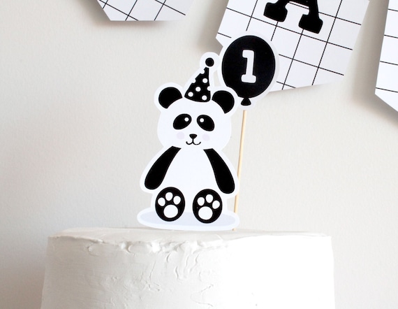 Panda Cake Topper, Panda Birthday Party Printables, Cake Decorations ...