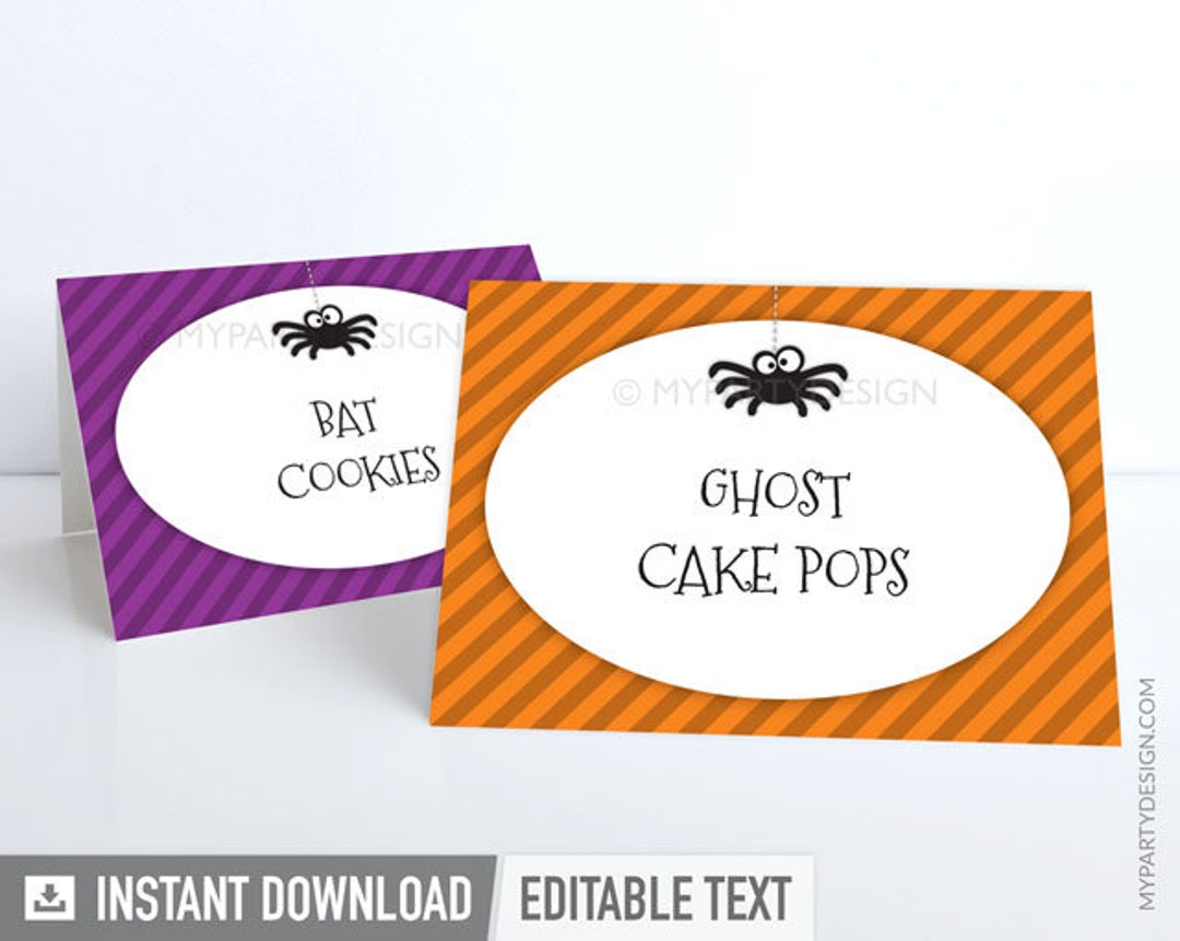 Halloween Food Labels, Printable Halloween Party Place Cards, Halloween ...