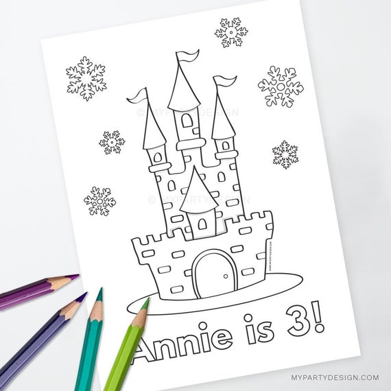 Ice Princess Castle Coloring Page, Snow Princess Party Activity, Girl ...