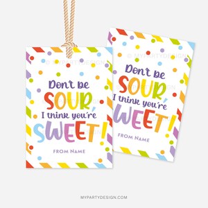 Don't Be Sour I Think You're Sweet Gift Tag, Candy Label for Staff or ...