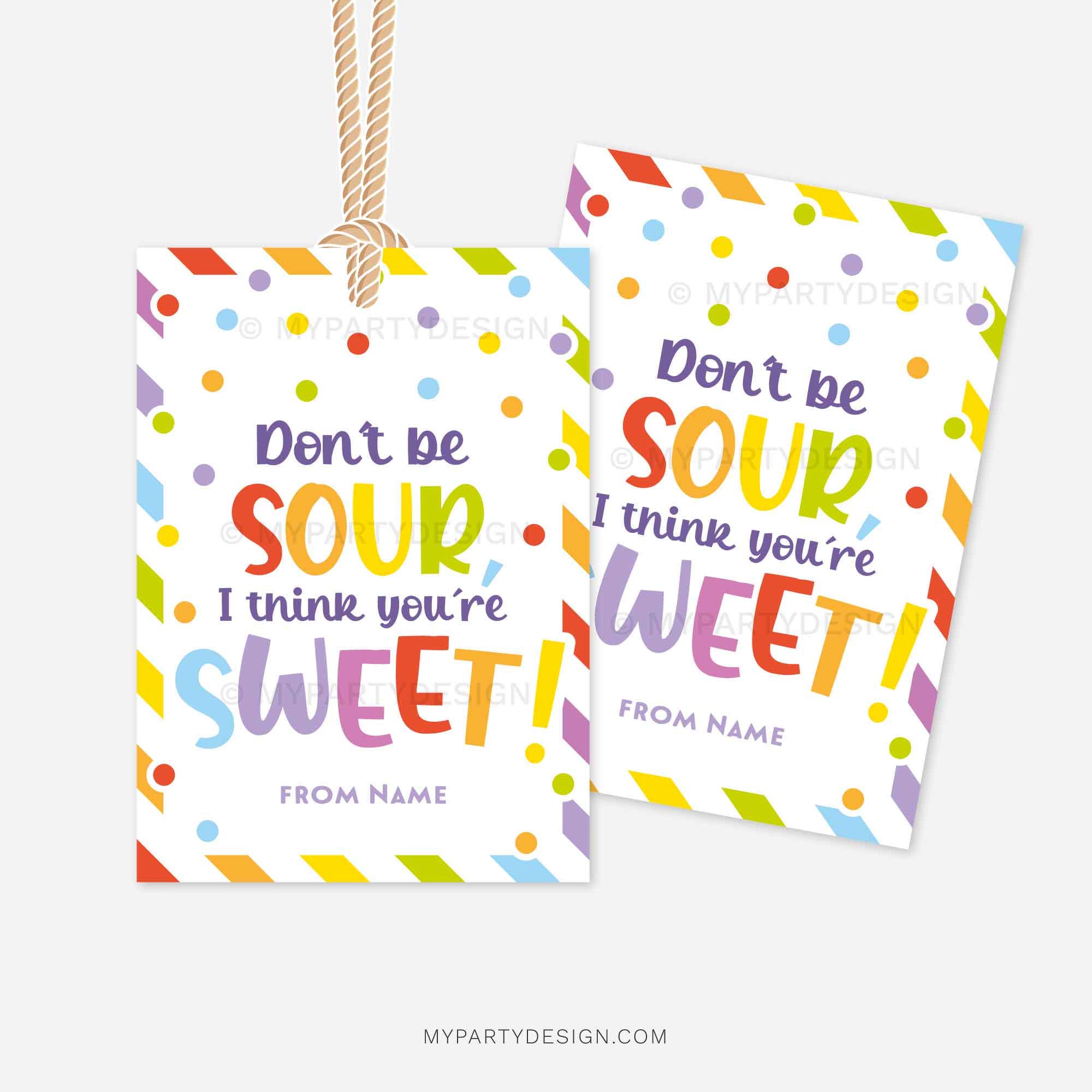 Don't Be Sour I Think You're Sweet Gift Tag, Candy Label for Staff or ...