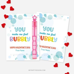 Bubbles Valentine's Day Card, Kids Valentine Tags for Classroom, Bubbly ...