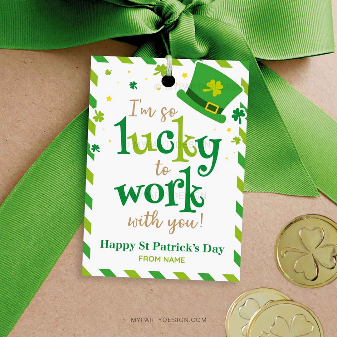 Lucky to Work With You St Patrick's Day Tag, Coworker Staff ...
