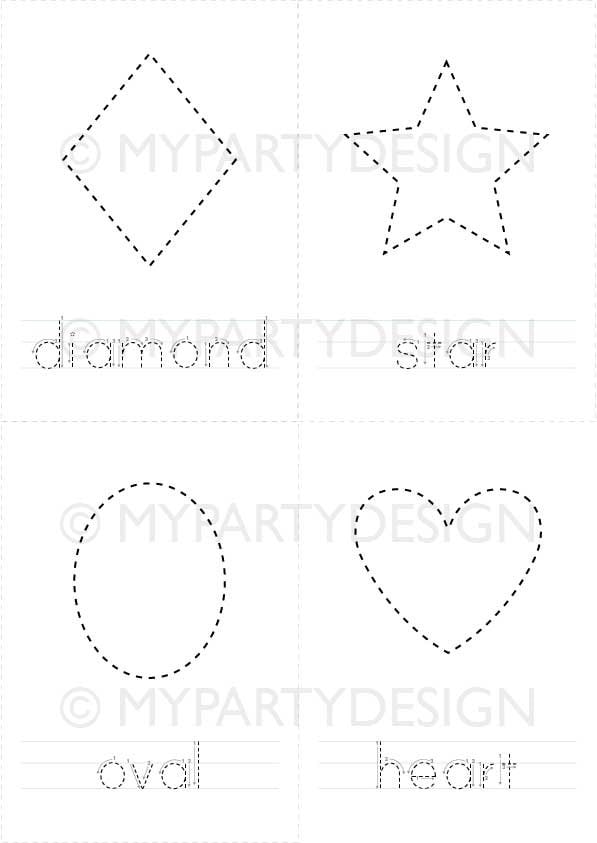 Tracing Shapes Cards Homeschool Printable Activity for | Etsy