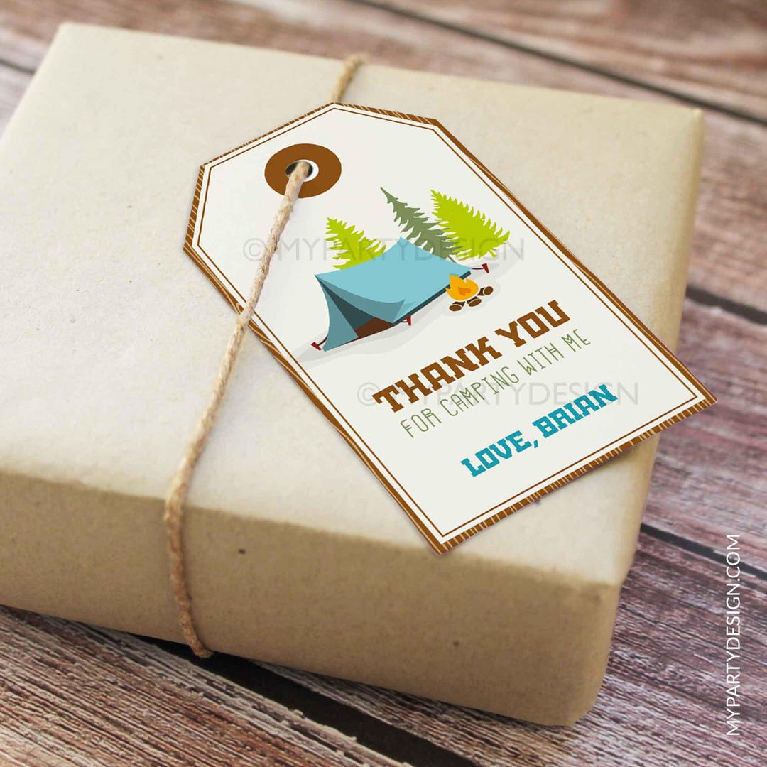 Camping Favor Tags, Camp Party Decorations, Printable Thank You Tags ...