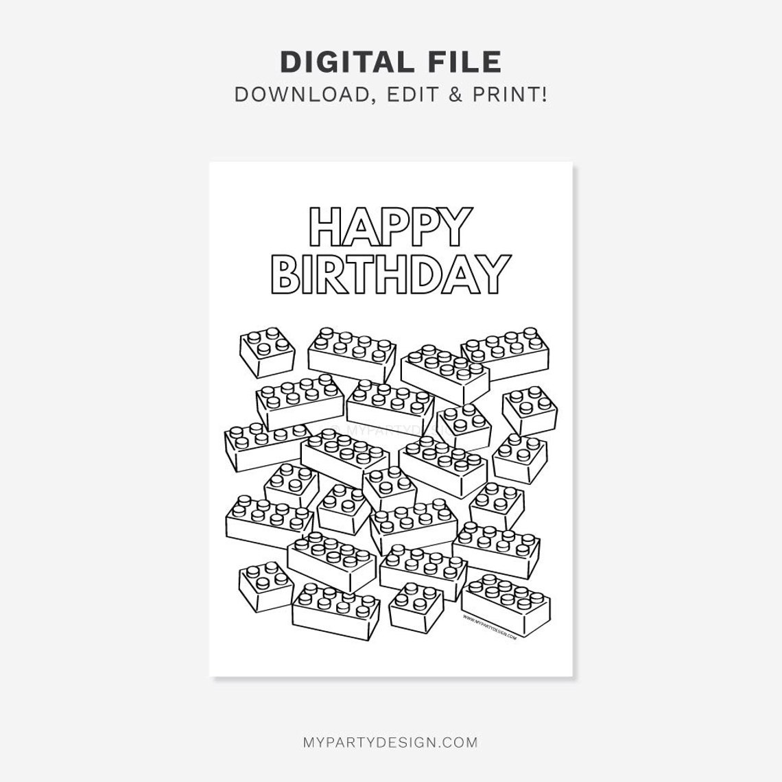 Building Blocks Coloring Page Bricks Party Activity Unisex - Etsy