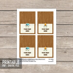 Camping Food Labels, Camp Party Place Cards, Boy Campout Sleepover ...