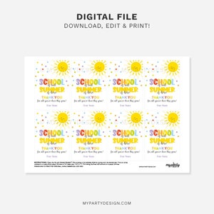 School is Out Summer Gift Tag, End of School Year Appreciation Gift for ...