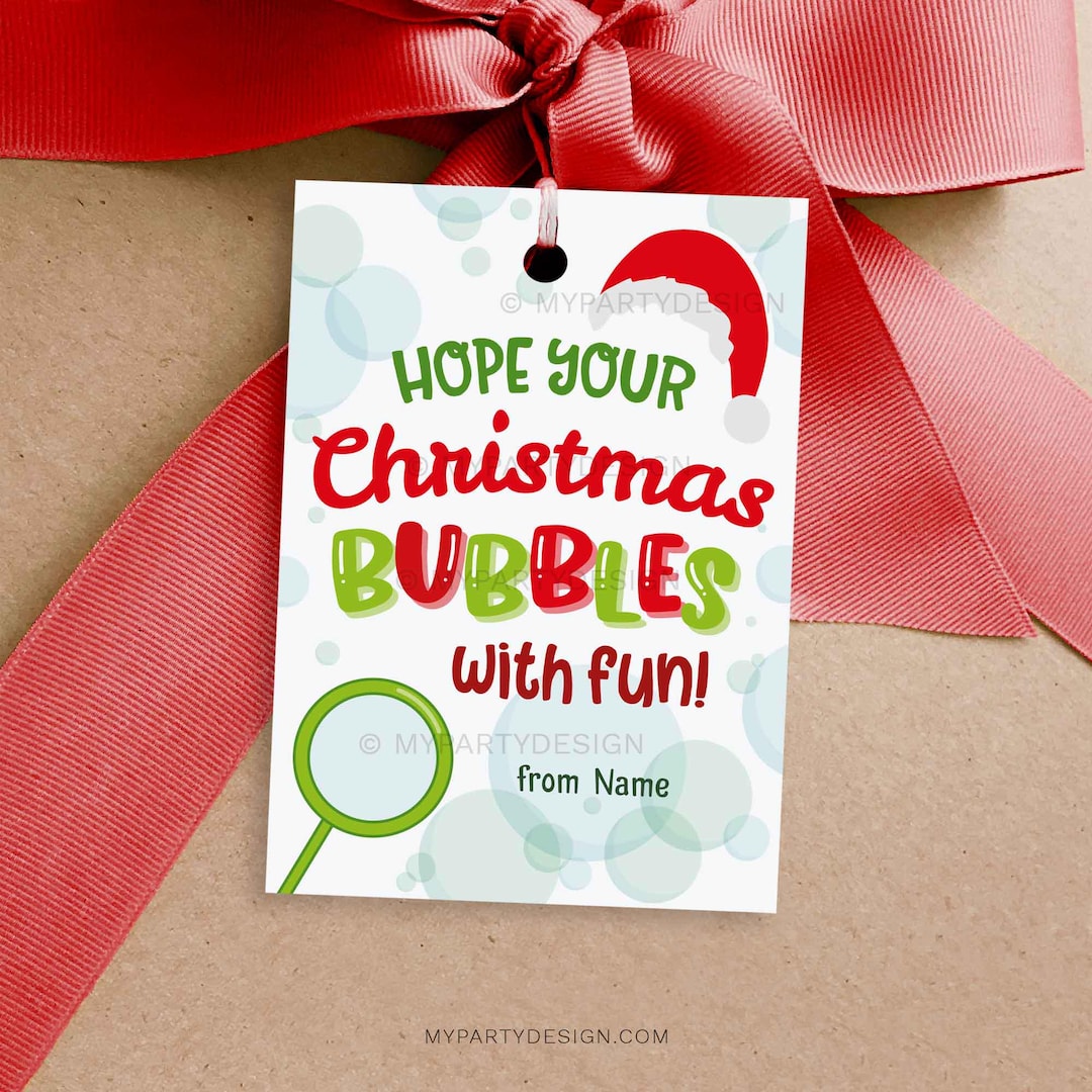Christmas Bubbles Gift Tag, Bubbles With Fun Gift Label, Class Gift for ...